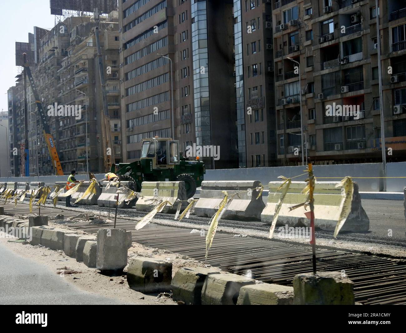 Cairo, Egypt, June 23 2023: The 15th of May bridge development project includes expansion and ...