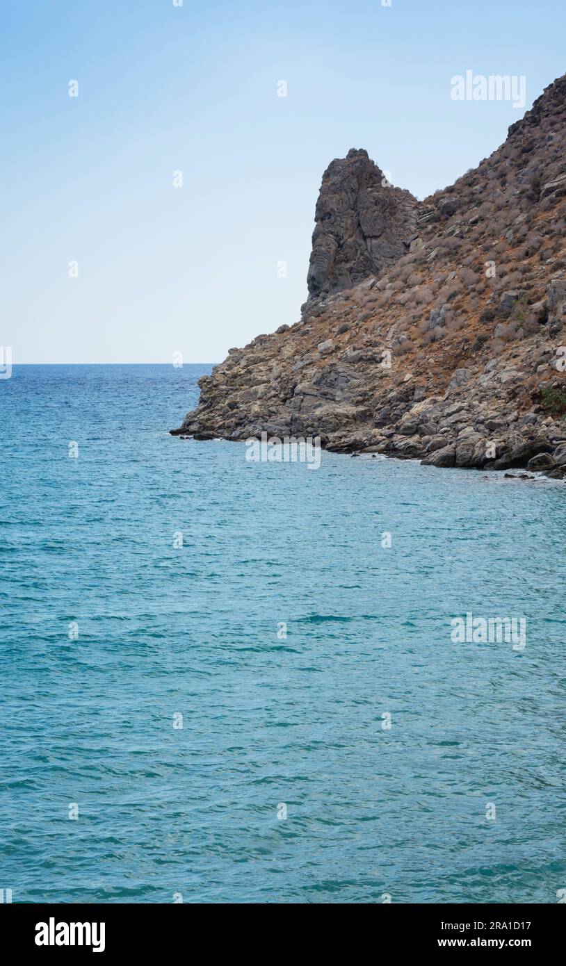 View on the island of Crete, Lentas on the Mediterranean Sea and stone ...
