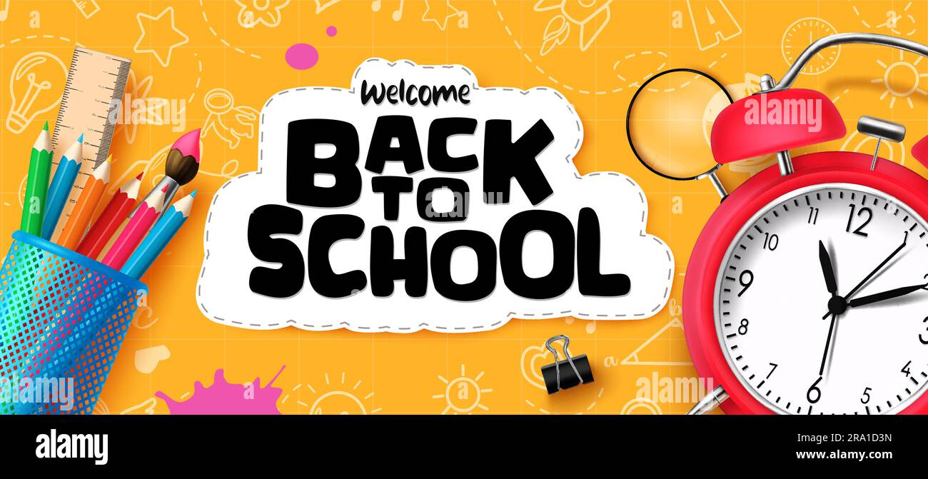 Welcome back to school vector template design. Back to school greeting ...
