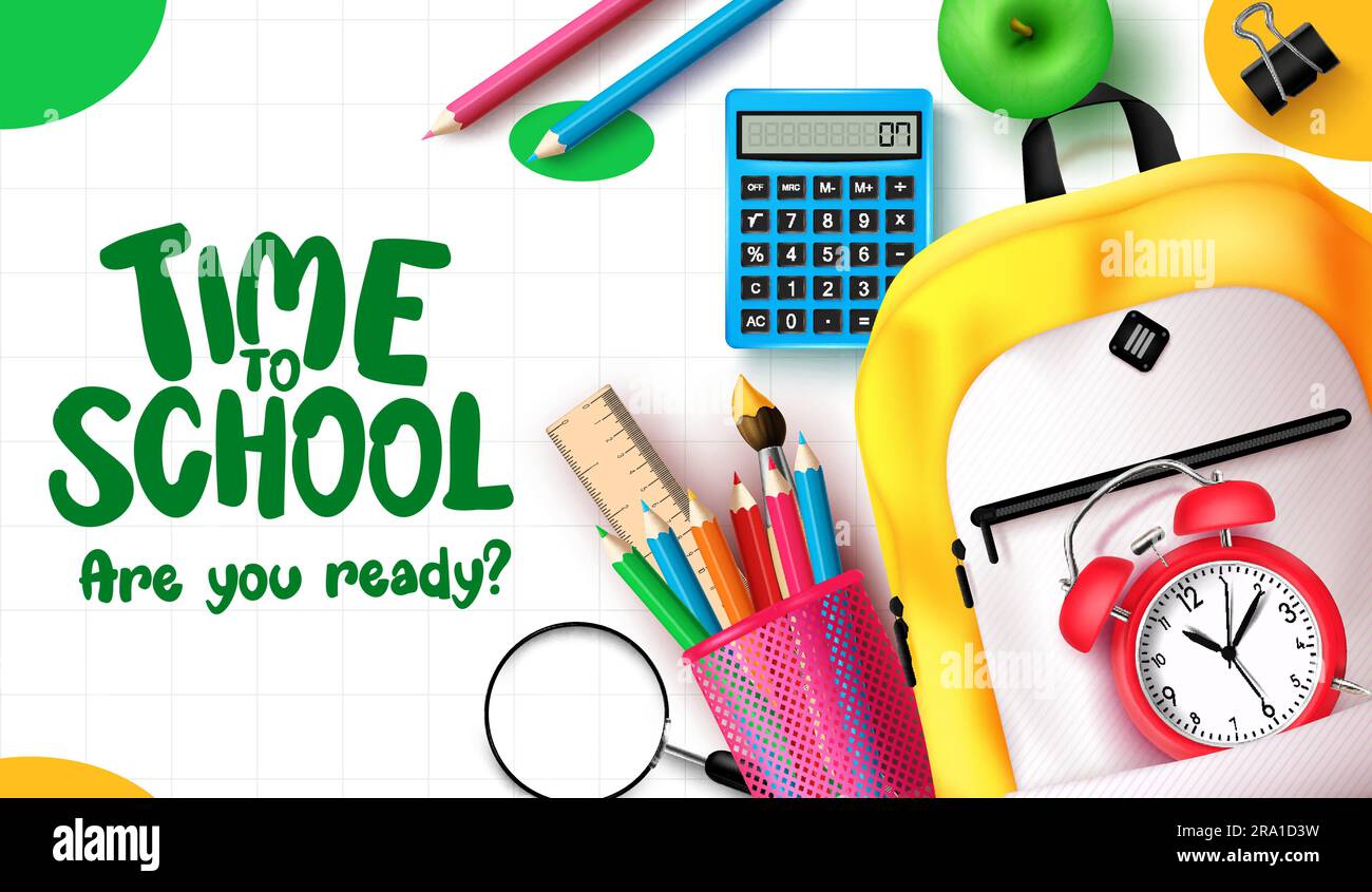 Time to school text vector design. Back to school typography with ...