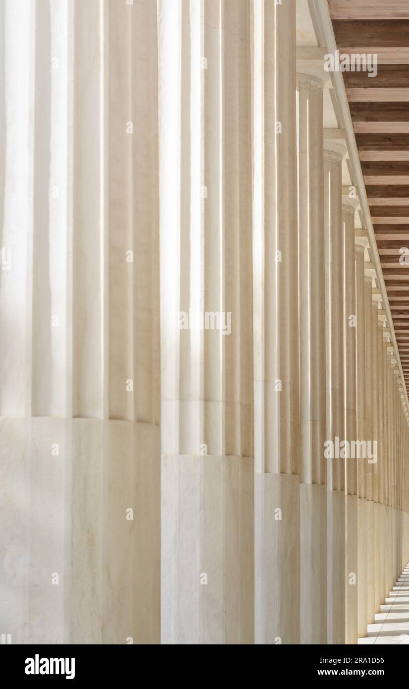View of Greek columns with flutes in vertical format Stock Photo - Alamy