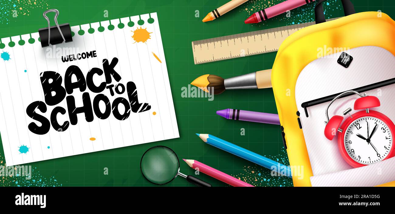 Back to school text vector design. School welcome greeting typography ...