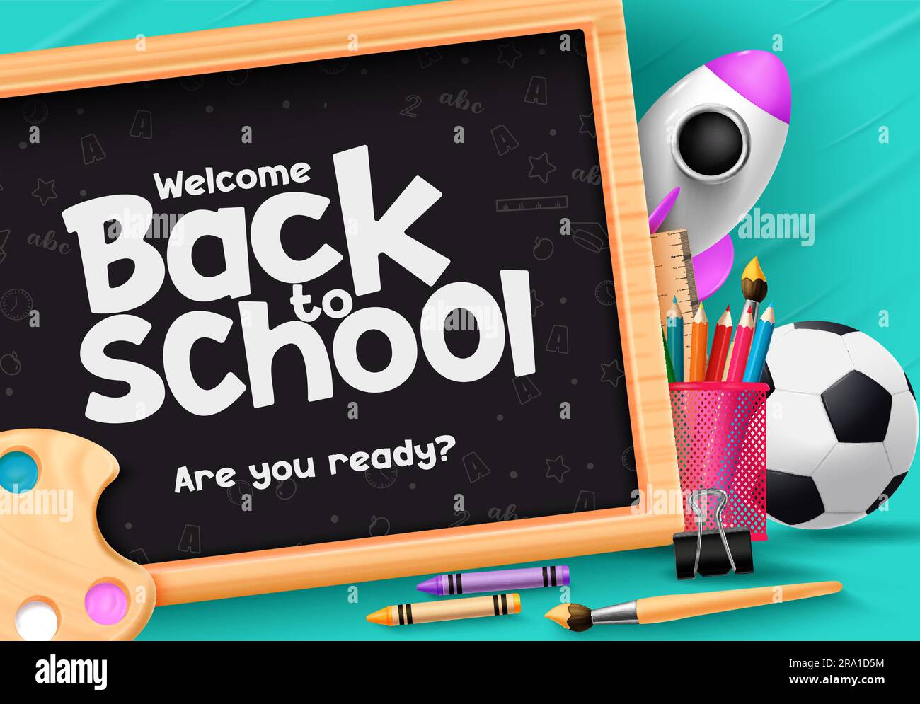 Welcome back to school vector design. Back to school are you ready text ...