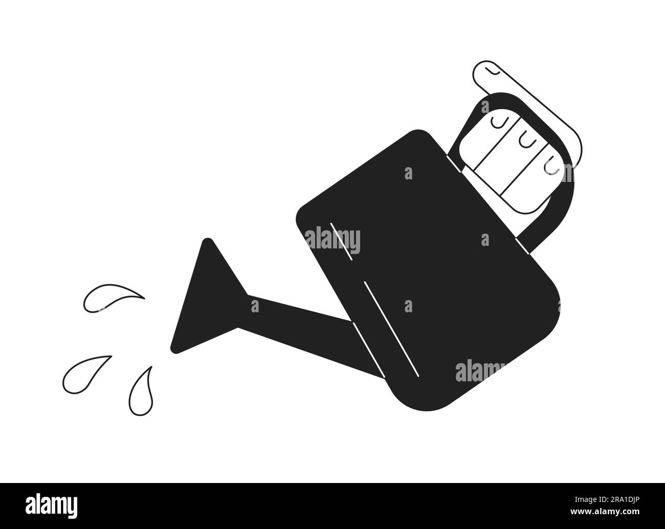 Watering Can Hand Monochrome Flat Vector Object Stock Vector Image And Art Alamy