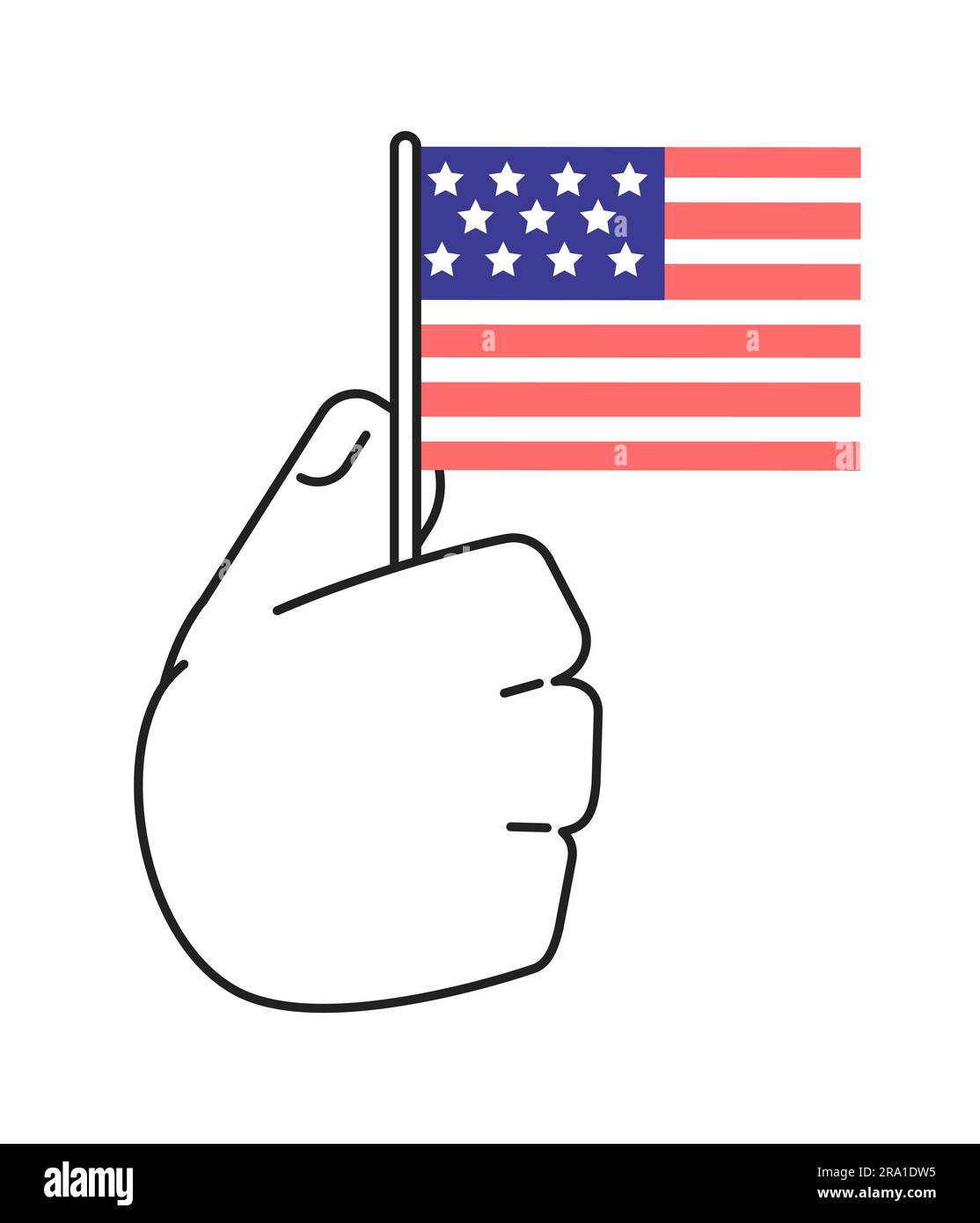 American flag holding monochromatic flat vector hand Stock Vector Image ...
