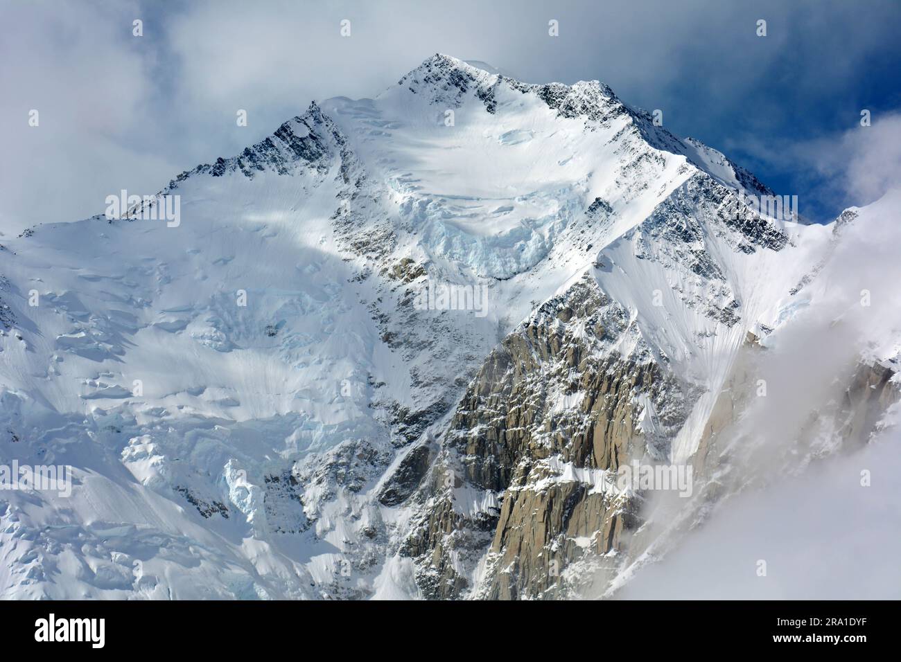 spectacular close up view of mount denali on a sunny day from a ...