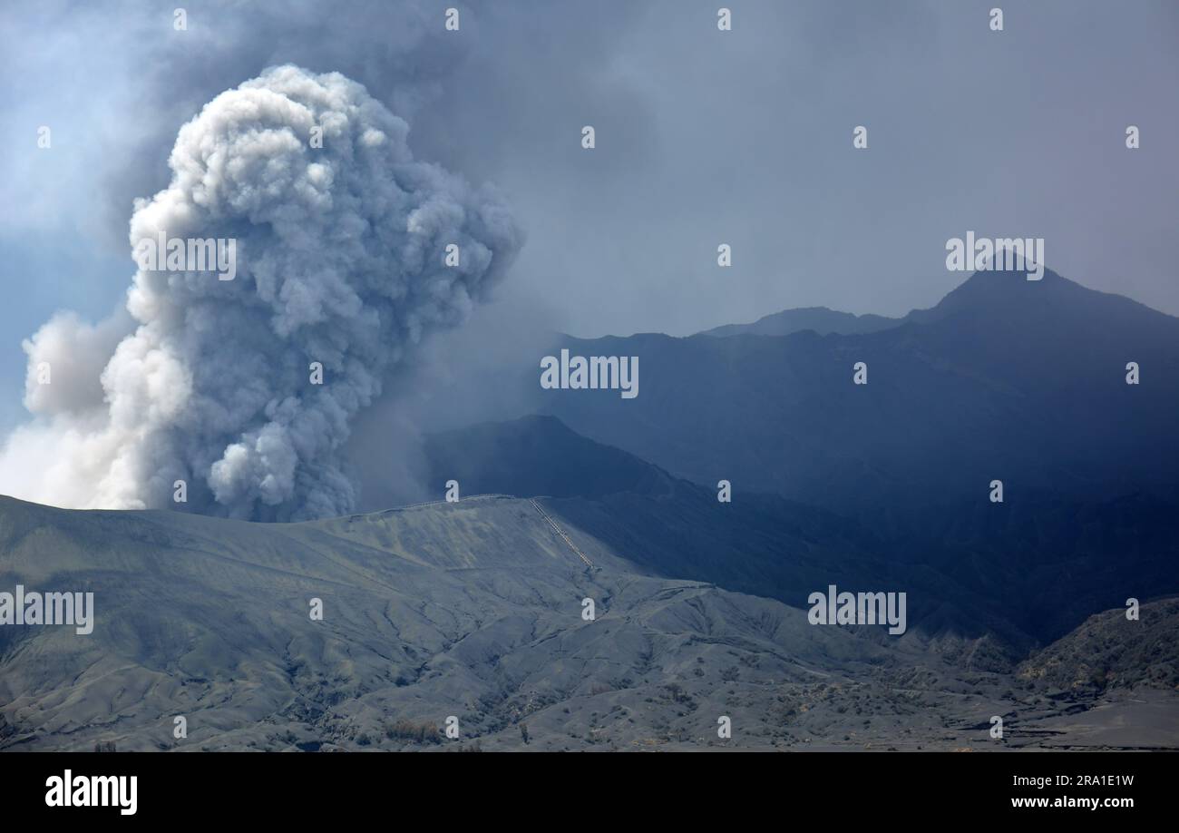 Mt. Bromo volcano actively erupts in bromo tengger semeru national park ...