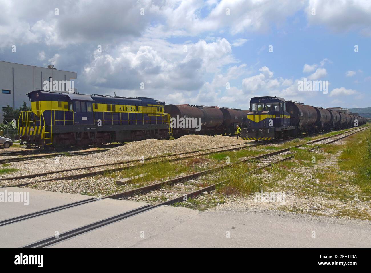 Albrail oil tank train being assembled at Fier refinery for the trip to ...