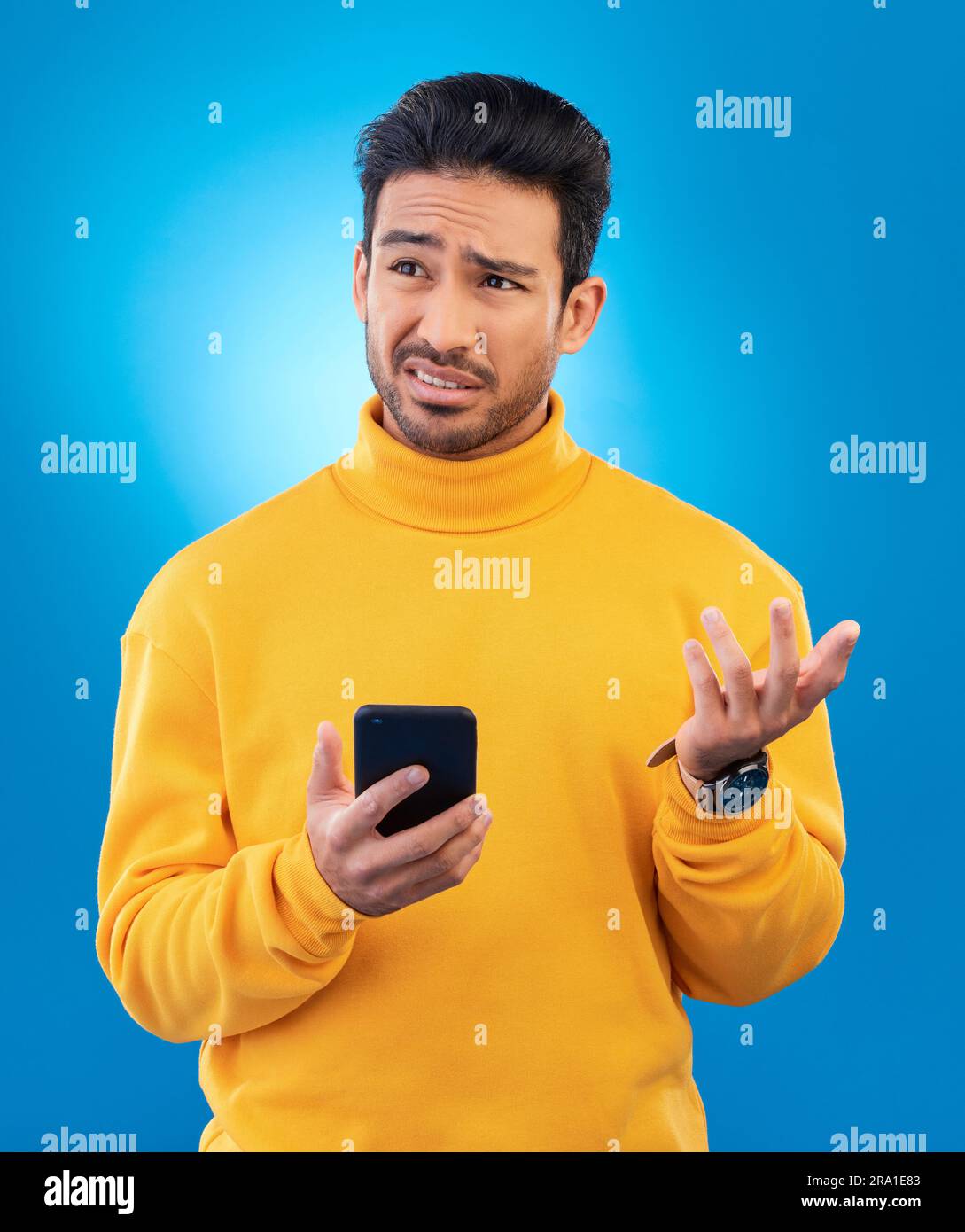 Scam, error and Asian man with a smartphone, confused and internet ... Scam, error and Asian man with a smartphone, confused and internet ...