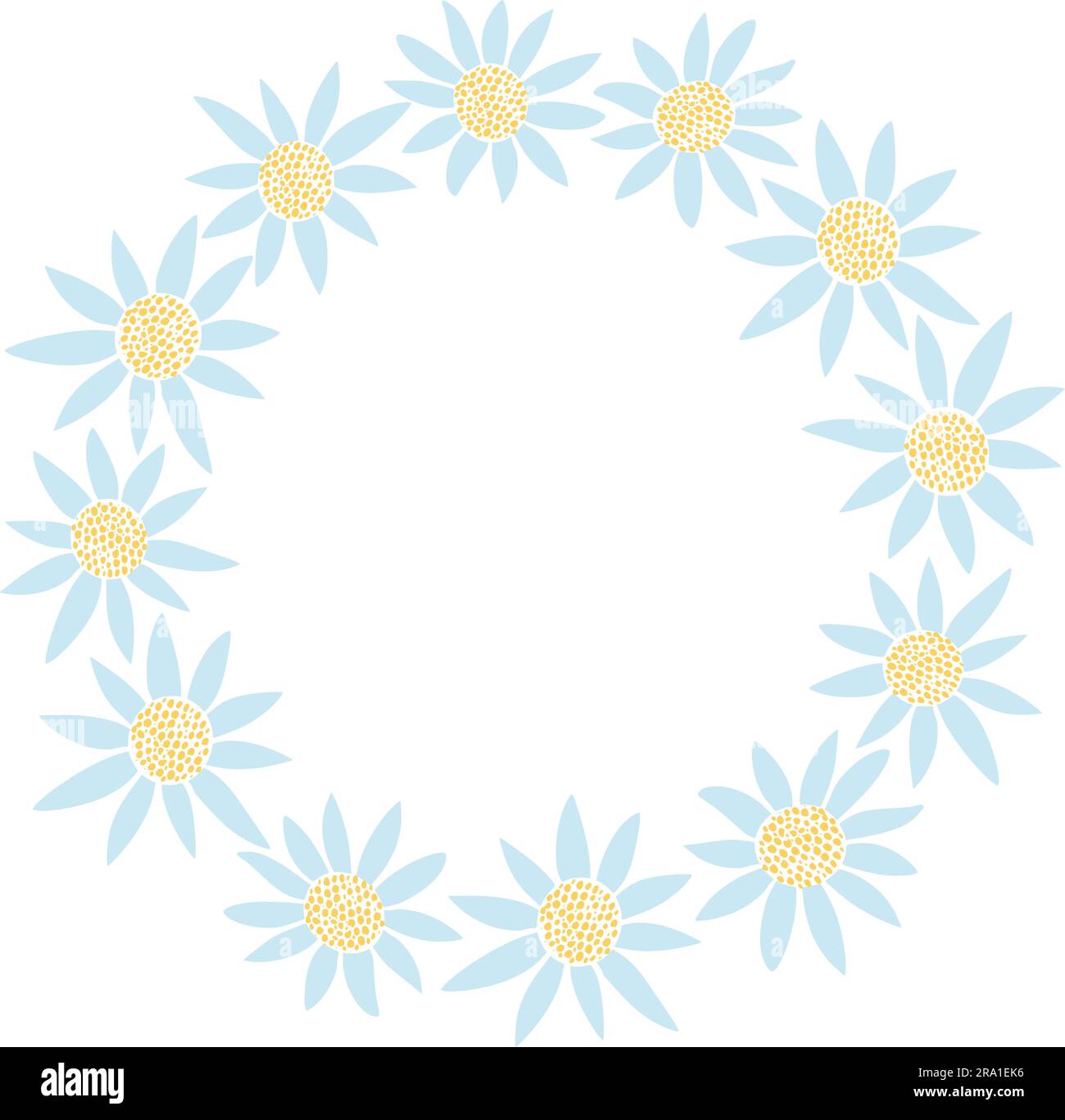 Simple round chamomile wreath. Rustic daisy rim. flower template ...
