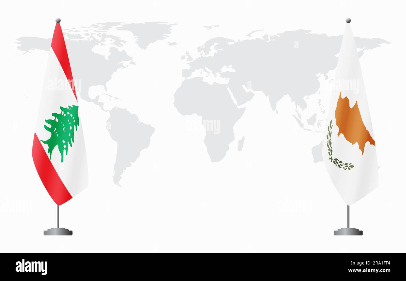 Lebanon and Republic of Cyprus flags for official meeting against ...