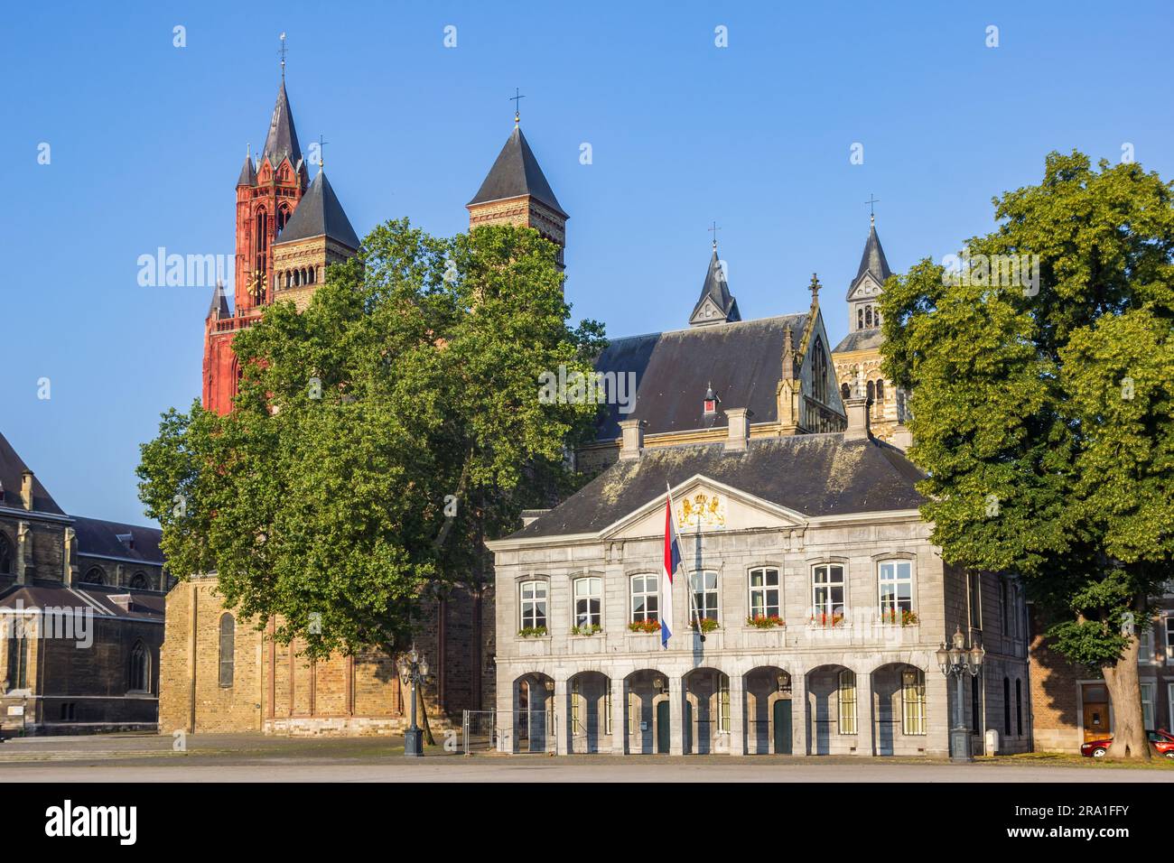 Historic buildings at tthe Vrijthof square in Maastricht, Netherlands ...