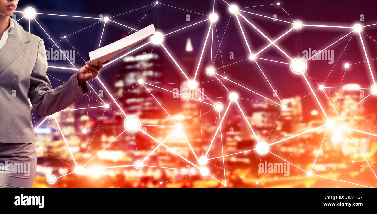 Concept of modern business networking that connect and cooperate people ...