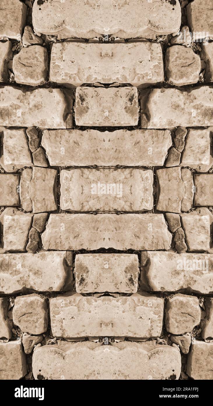 Bricklaying Construction. Brick Wall. Symmetrical Vertical Photo ...