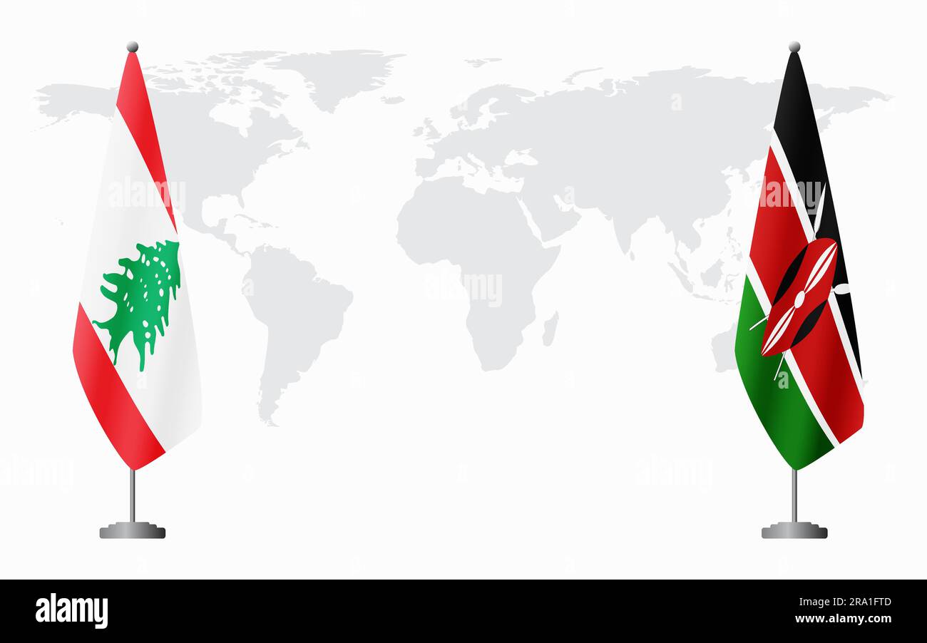 Lebanon and Kenya flags for official meeting against background of ...