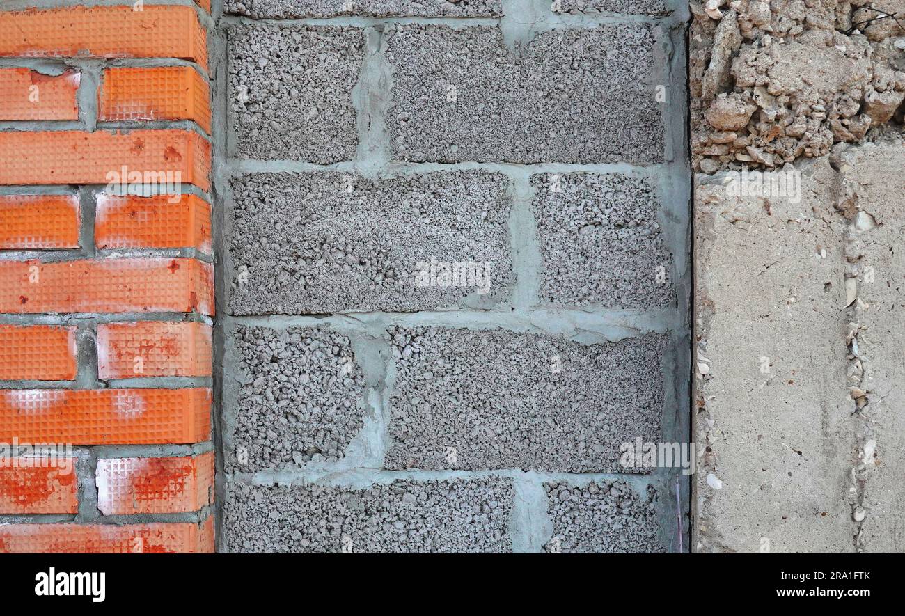Different textures: brick blocks concrete Stock Photo - Alamy