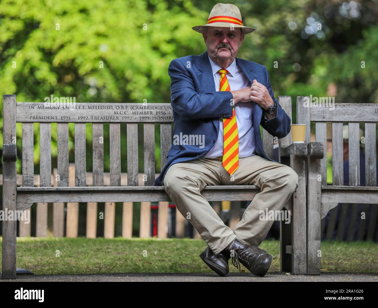 London, England. 30th June, 2023. An MCC member before the Ashes second ...