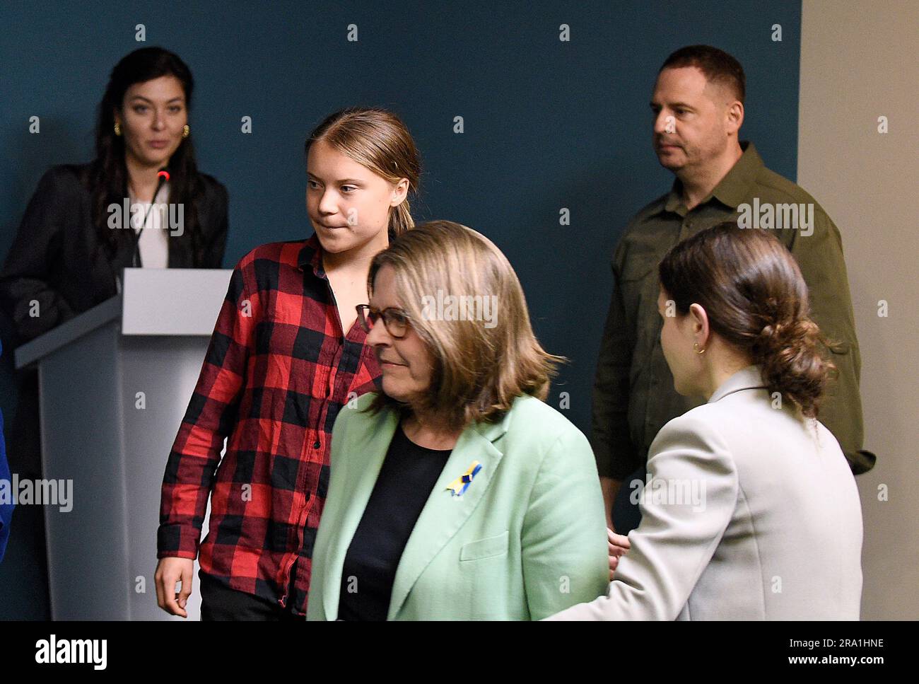 KYIV, UKRAINE - JUNE 29, 2023 - Swedish environmental activist Greta ...