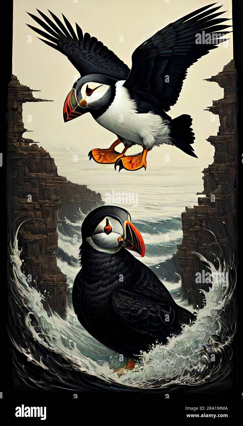 Puffin artwork hi-res stock photography and images - Alamy