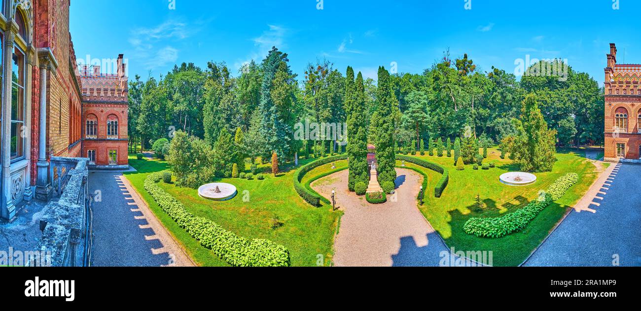 Panorama of the picturesue Botanical Garden of Chernivtsi National ...
