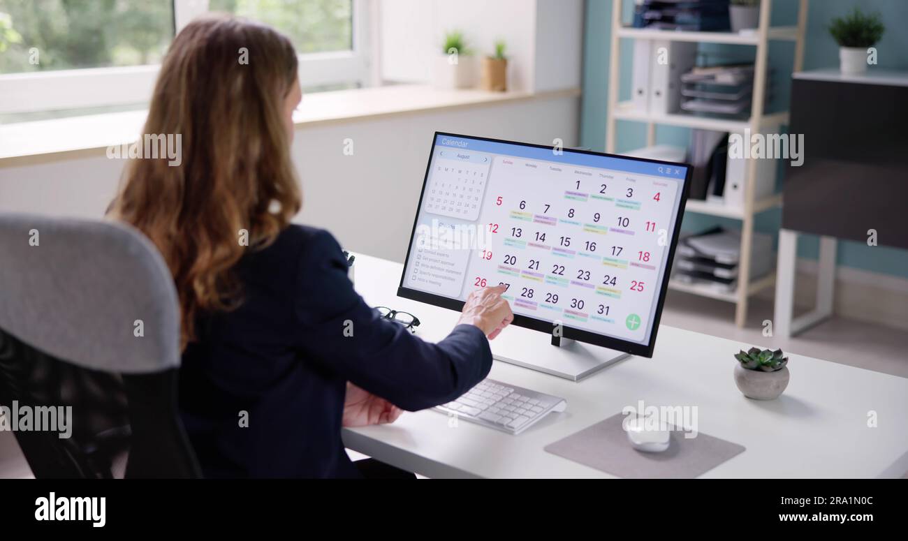 Appointment Schedule Planner And Date Calendar On Computer Stock Photo ...