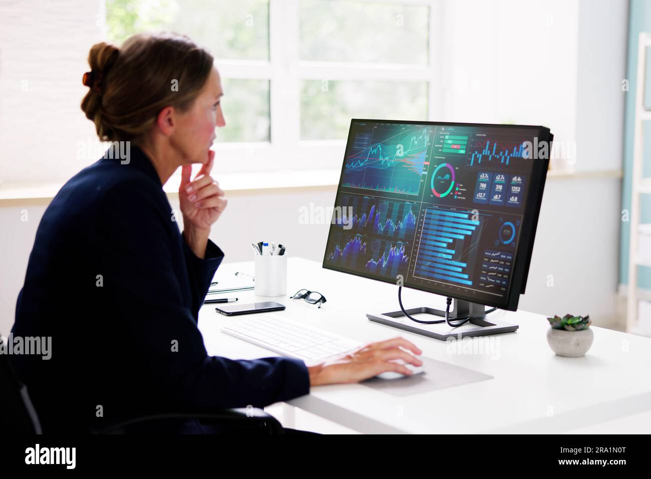 Financial Business Analytics Data Dashboard. Analyst Woman Stock Photo ...