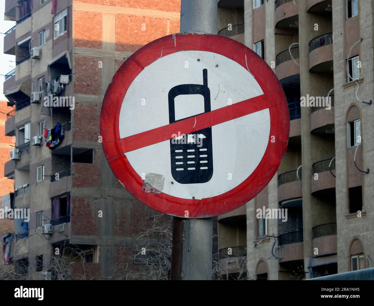 Cairo, Egypt, June 23 2023: No cell phone use during driving sign, a ...