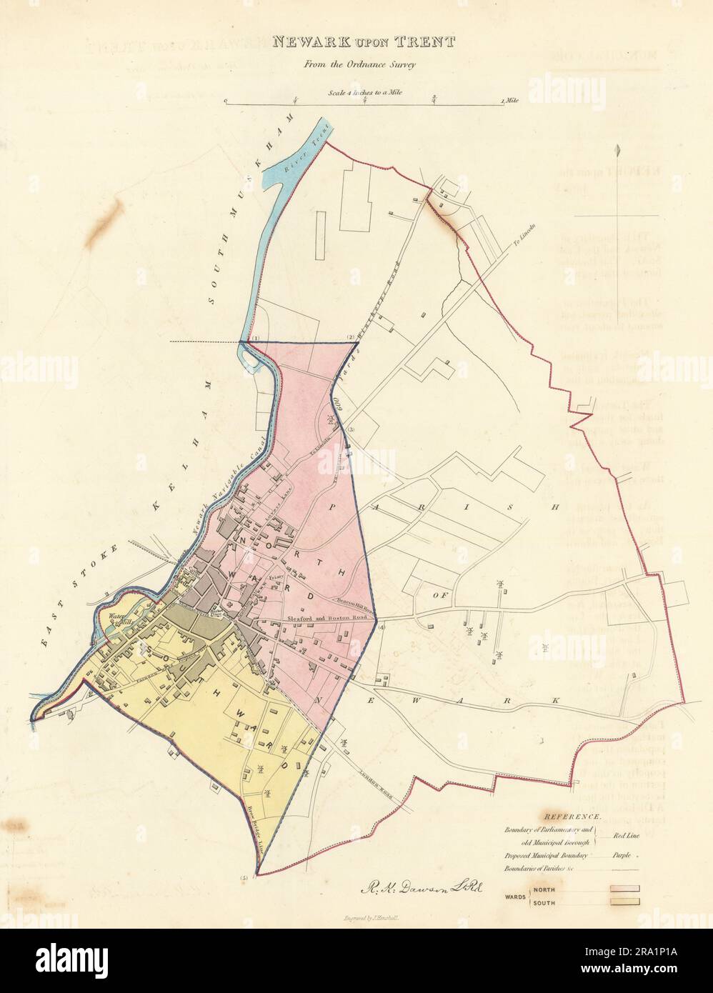 NEWARK-UPON-TRENT borough/town plan. BOUNDARY COMMISSION. Notts. DAWSON ...