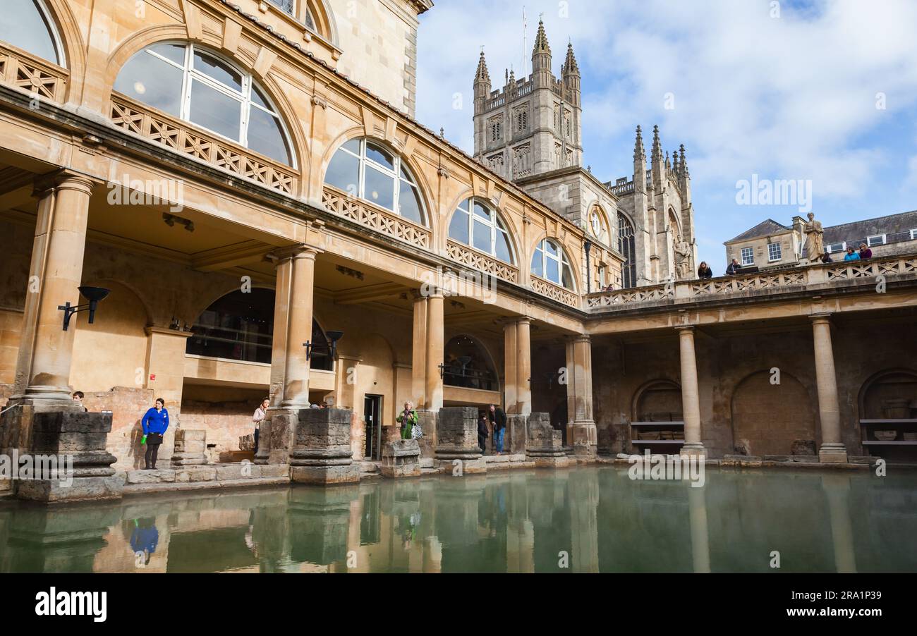 Bath, United Kingdom - November 2, 2017: Roman baths inner pool ...