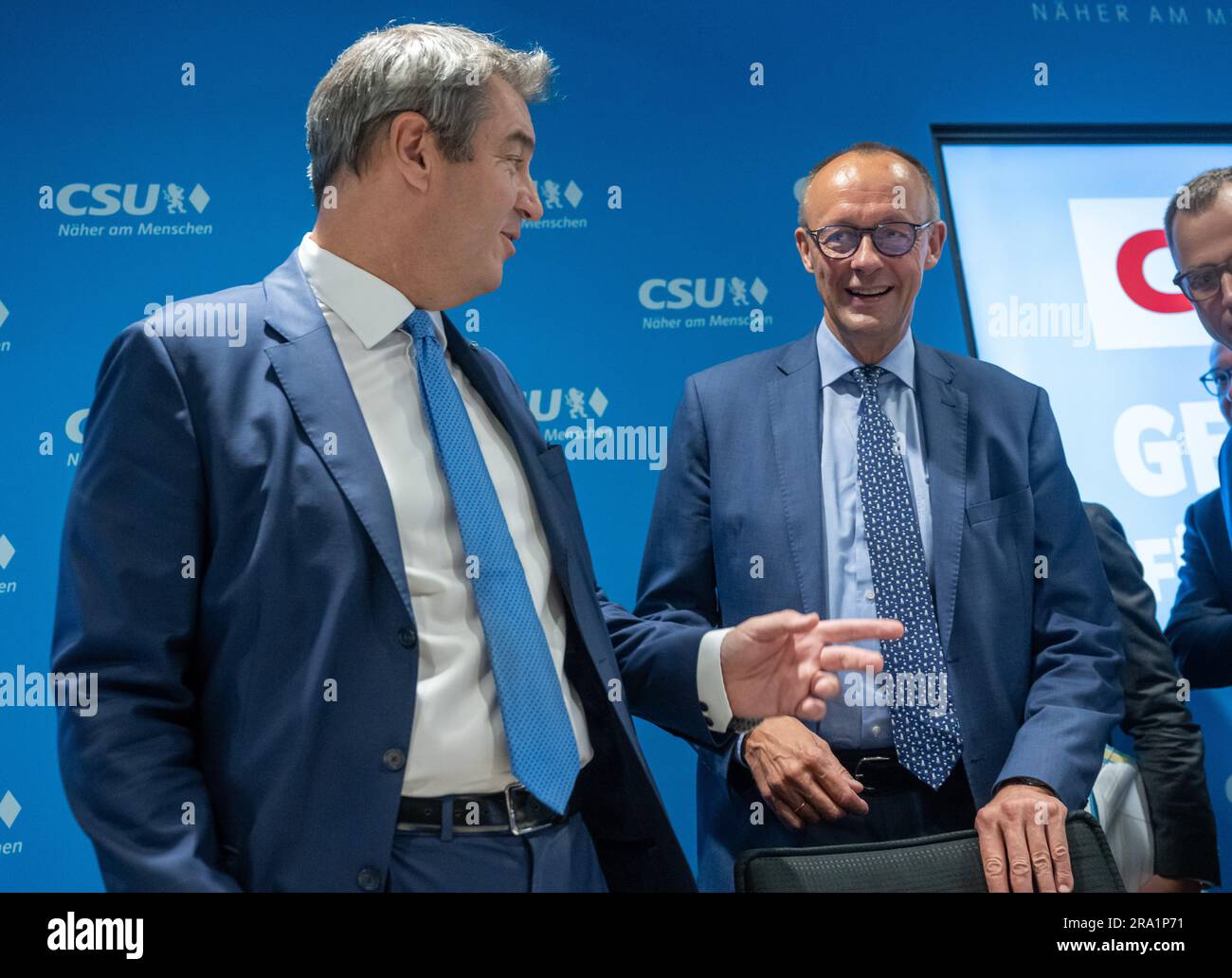 Munich, Germany. 30th June, 2023. Markus Söder (l), CSU party chairman ...
