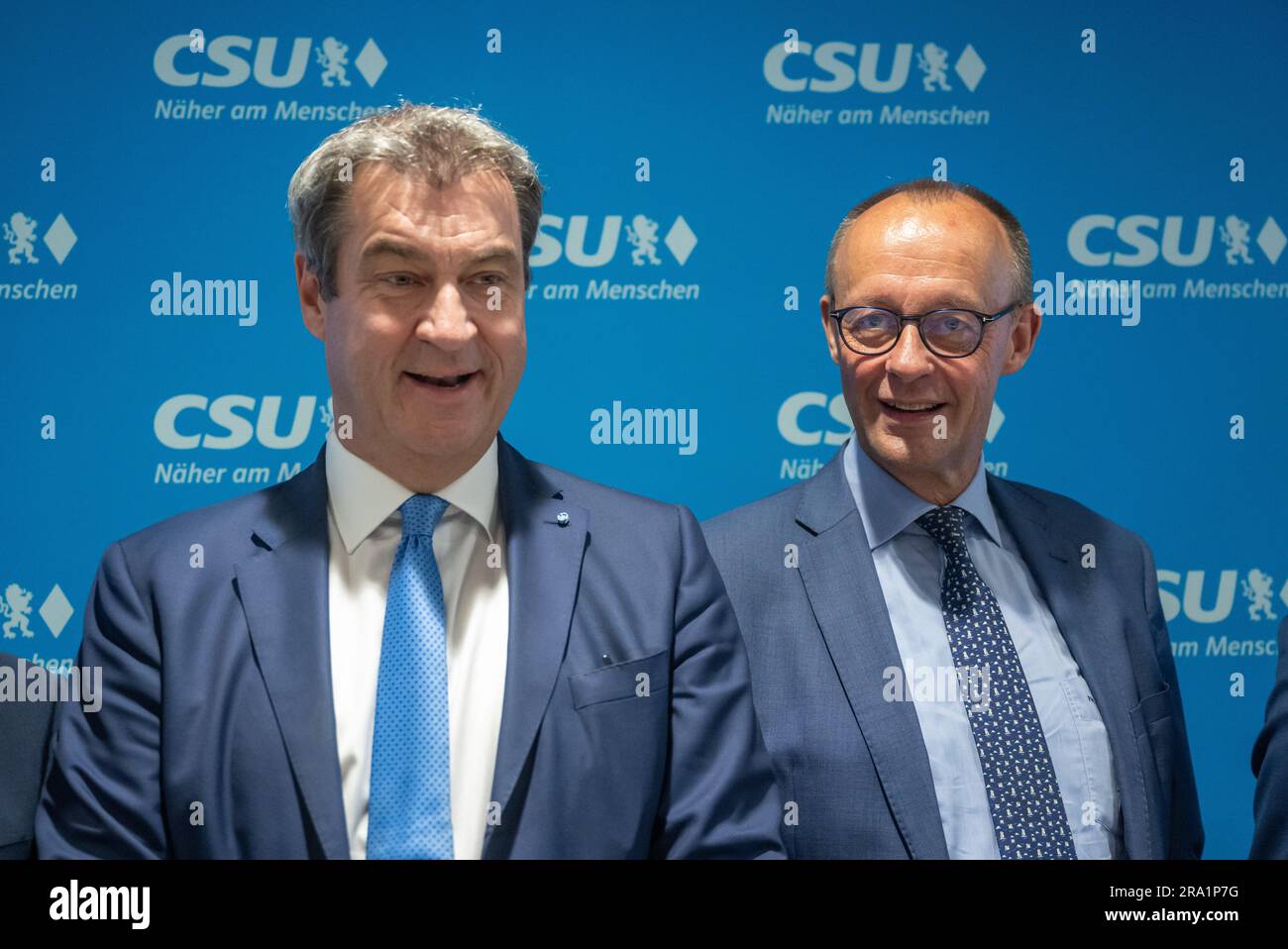 Munich, Germany. 30th June, 2023. Markus Söder (l), CSU party chairman ...