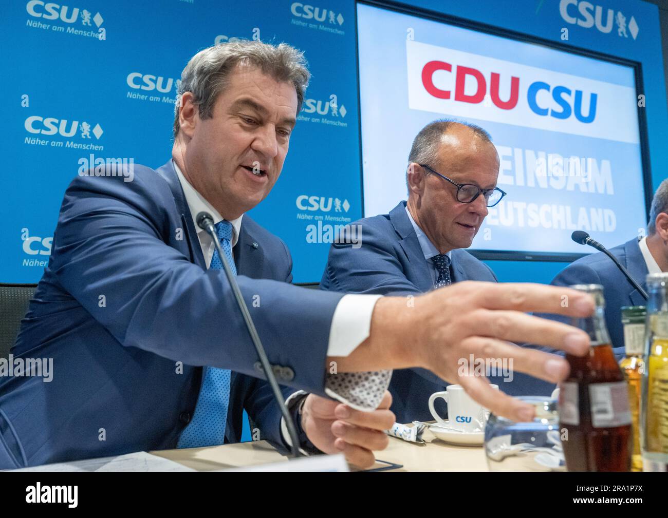 Munich, Germany. 30th June, 2023. Markus Söder (l), CSU party chairman ...