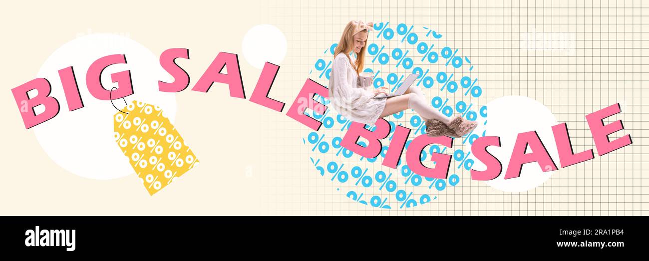 Young beautiful woman in cozy homewear looking on laptop, doing online ...