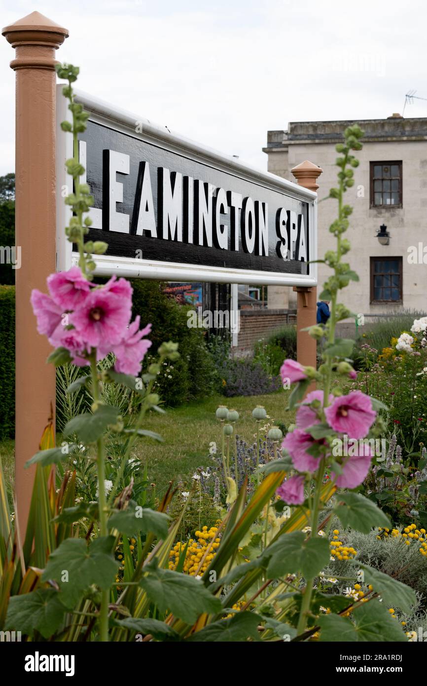 Leamington Spa railway station sign, Warwickshire, UK Stock Photo - Alamy