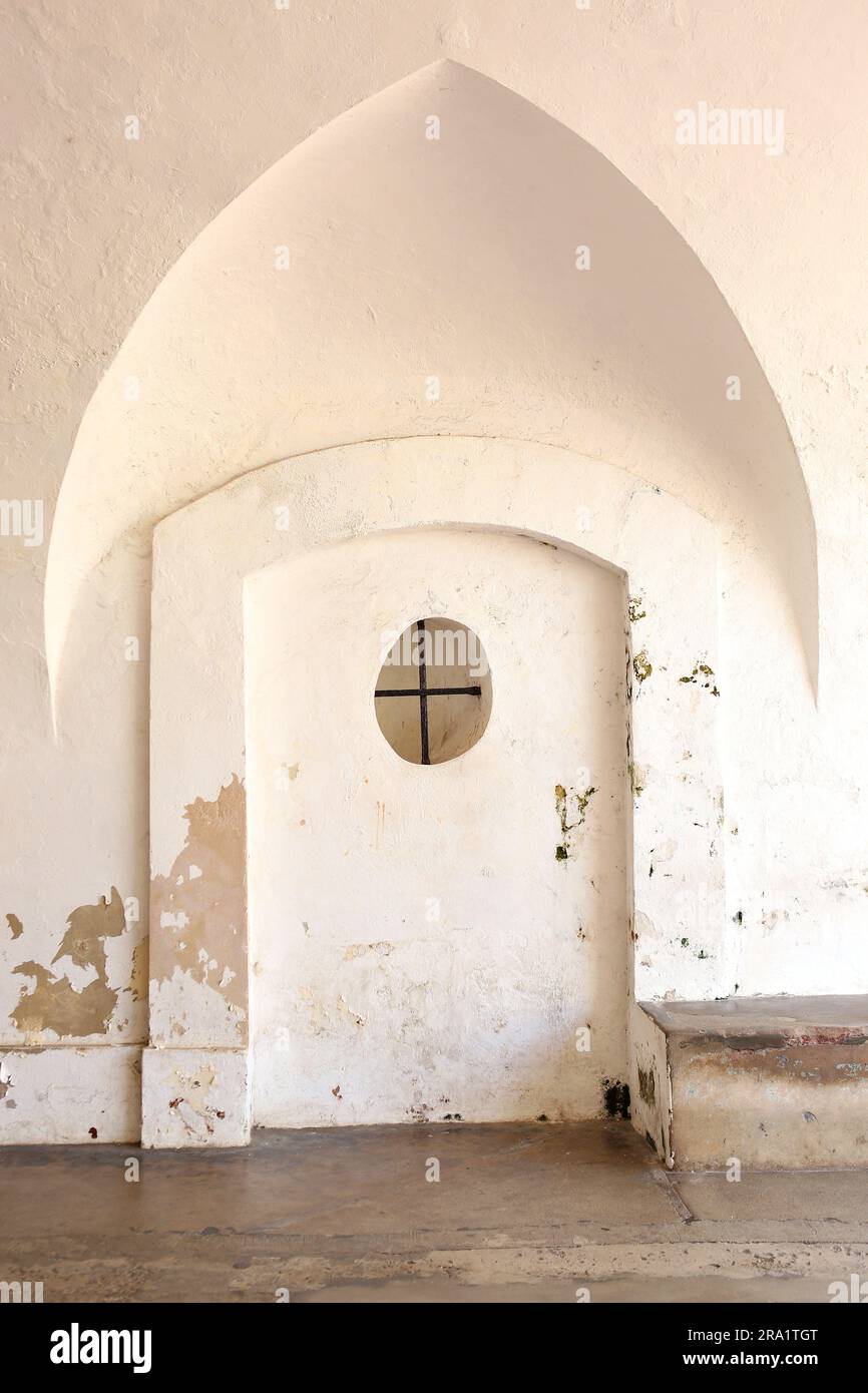 Arch over a circular window inside El Morro Stock Photo - Alamy