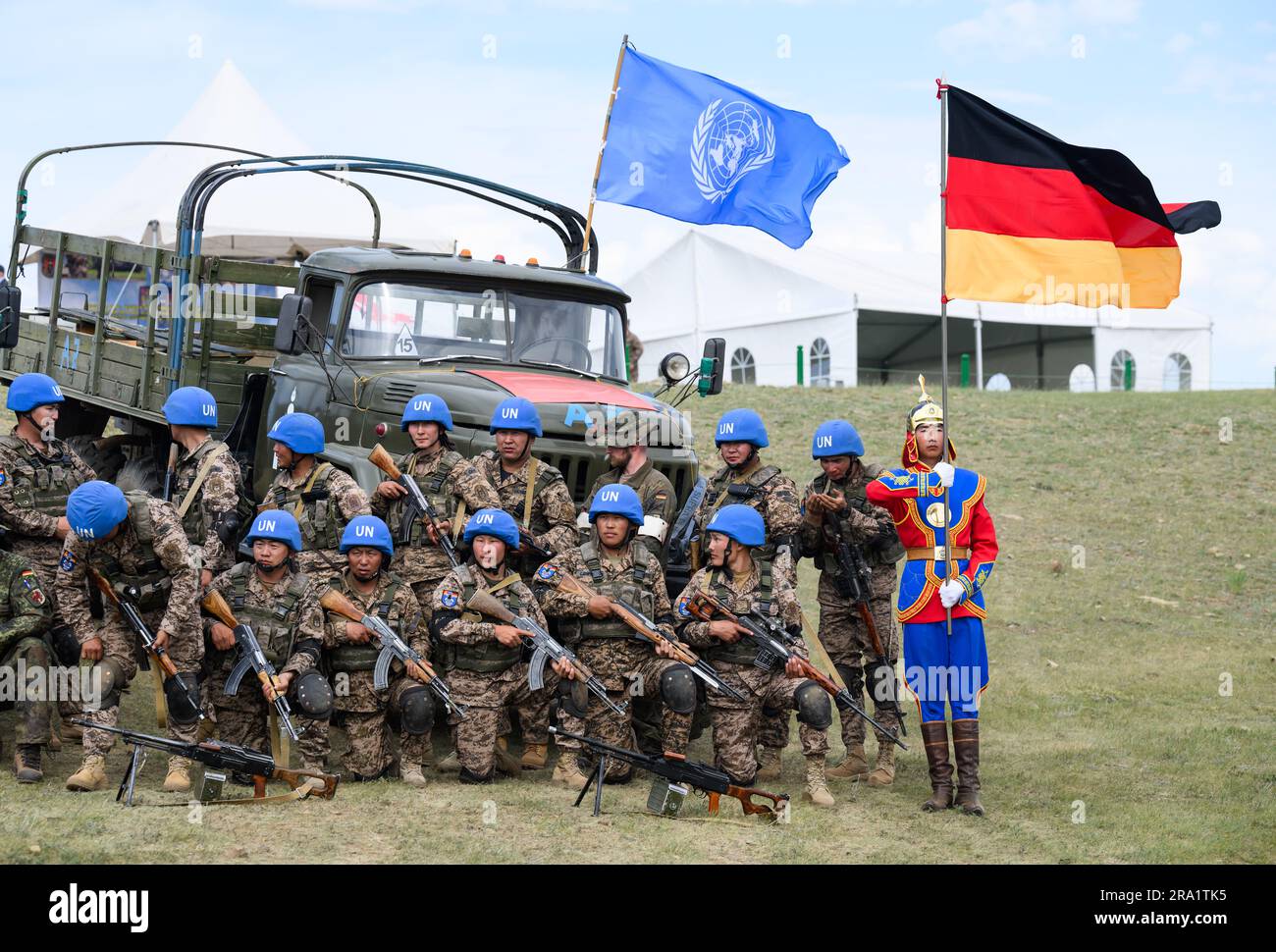 Ulan Bator, Mongolia. 30th June, 2023. Mongolian blue helmet soldiers ...