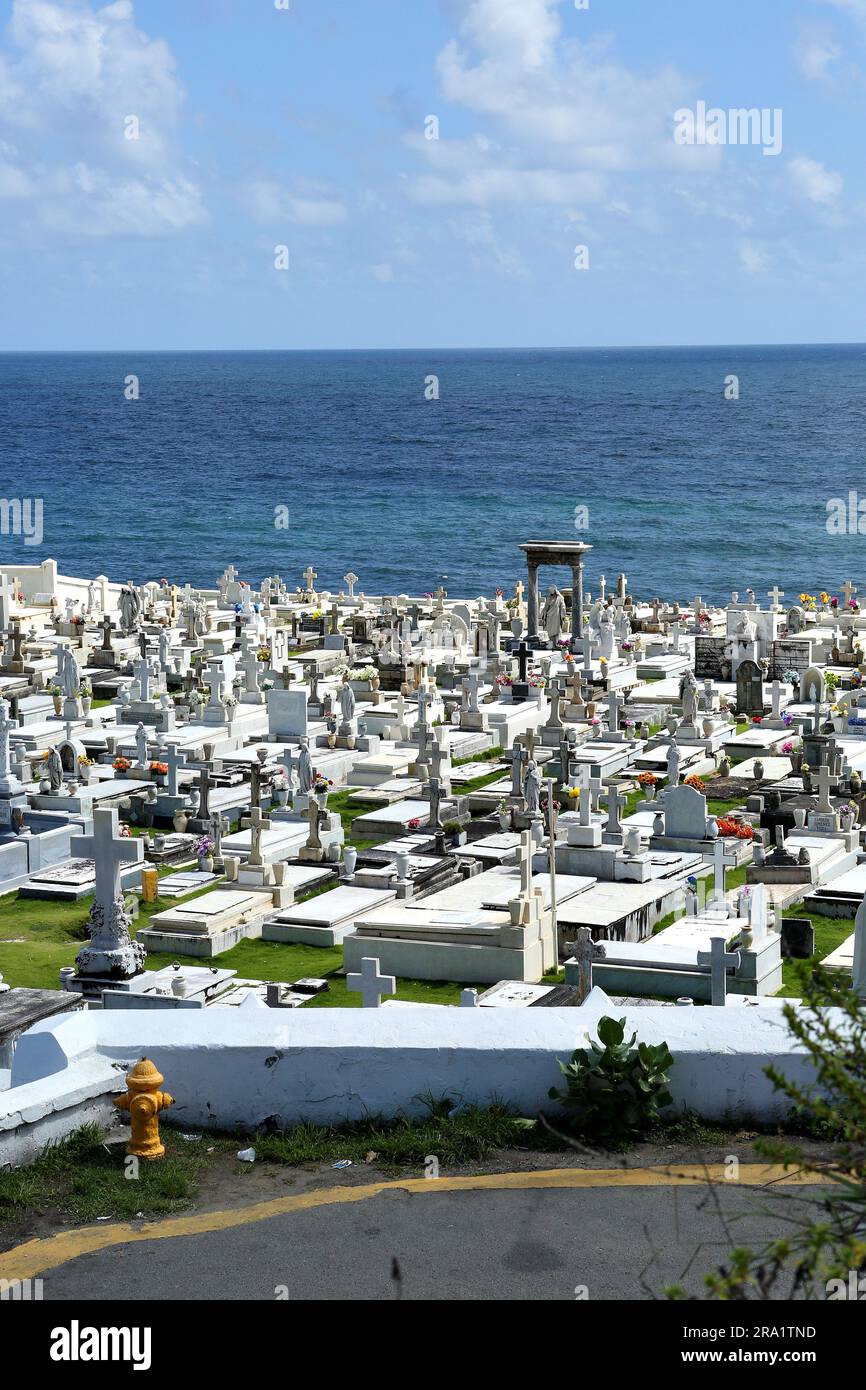 Old San Juan Cemetery overlooking ocean Stock Photo - Alamy