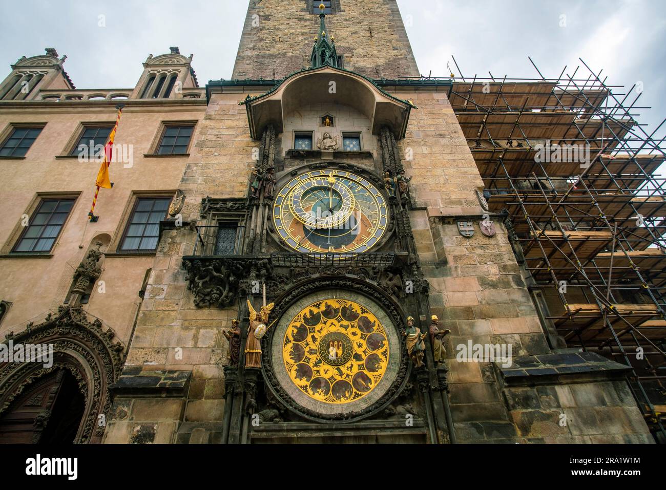 Prague astronomical clock by the city hall in Prague old town square ...