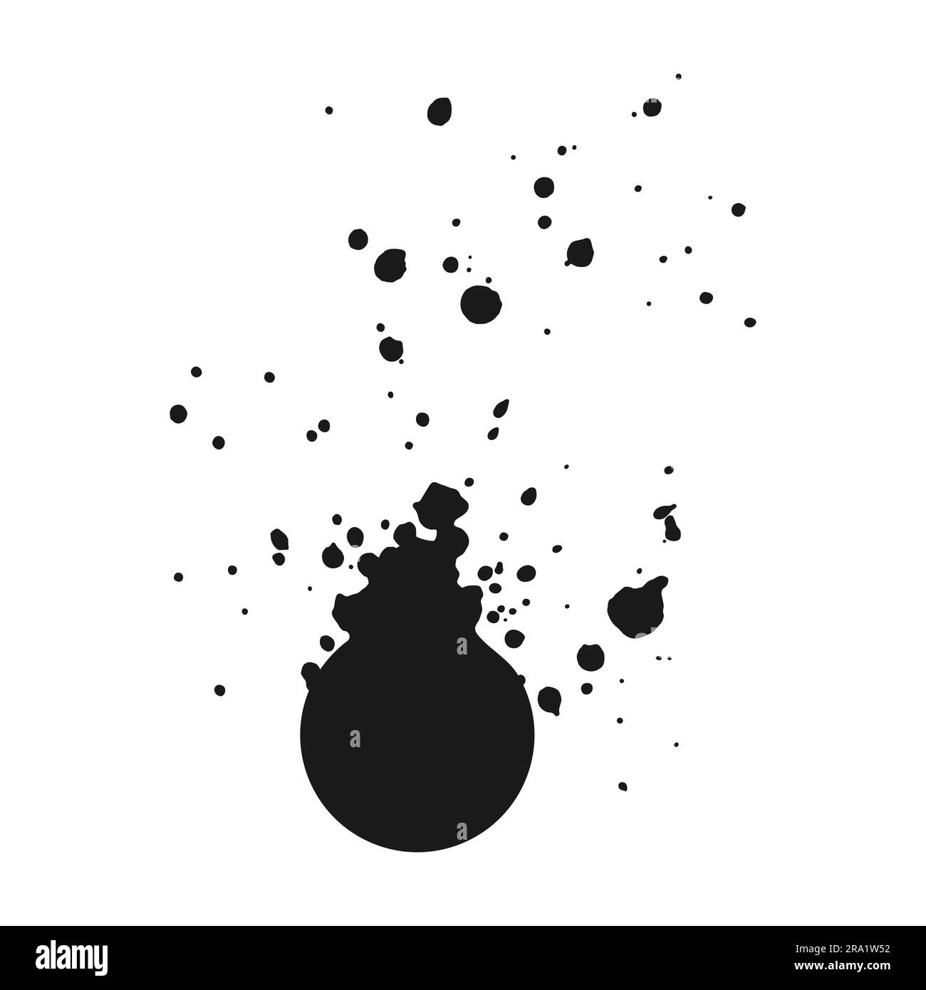 Round spot with splashes, an explosion of paint, drops, splashes coming ...