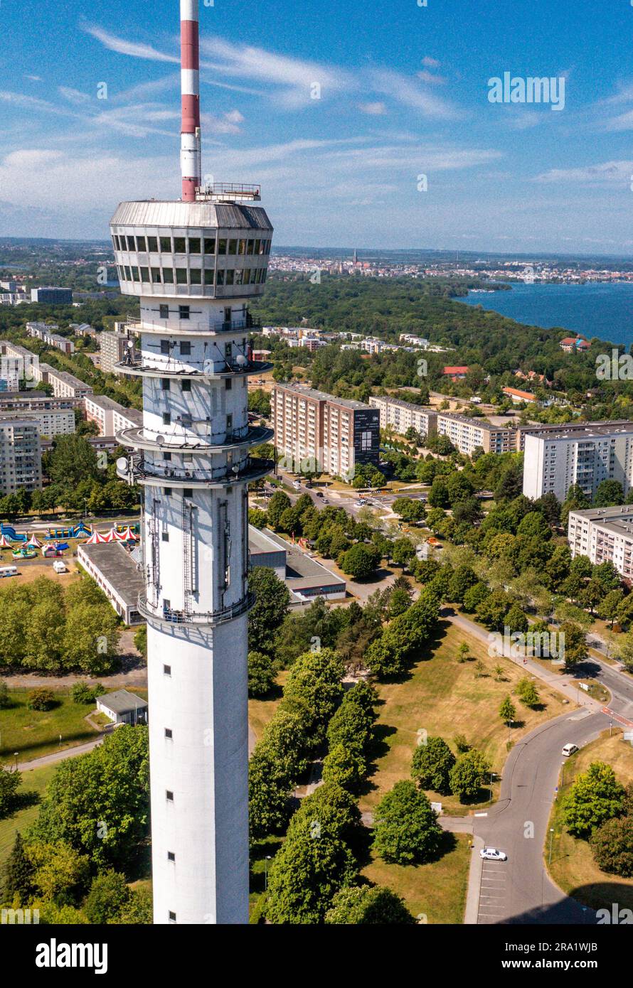 Schwerin, Germany. 30th May, 2023. The TV tower in the Neu Zippendorf ...