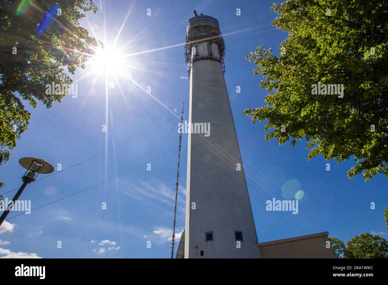 Schwerin, Germany. 30th May, 2023. The TV tower in the Neu Zippendorf ...