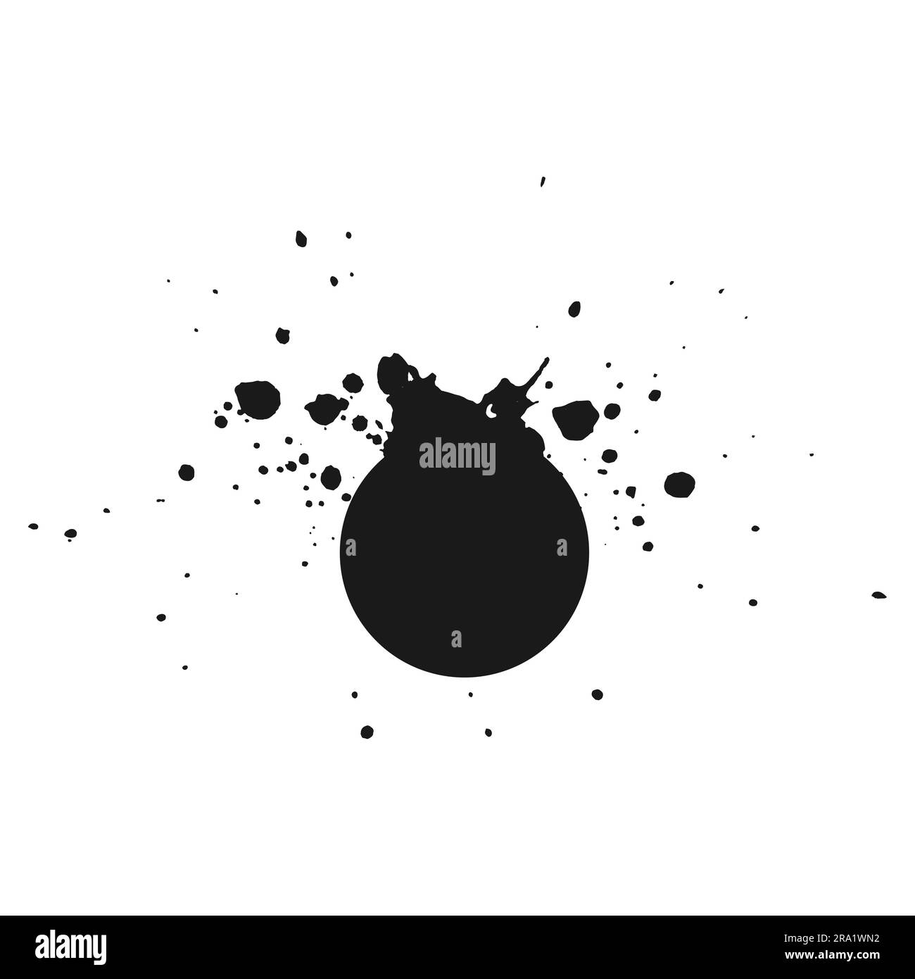 Round spot with splashes, an explosion of paint, drops, splashes coming ...