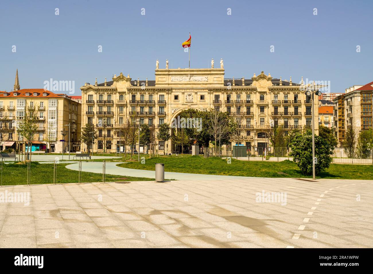 Santander Bank headquarter building in the middle of the citycenter ...