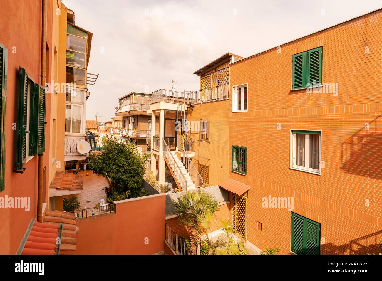 residential traditional orange house in a suburb in Rome Stock Photo ...