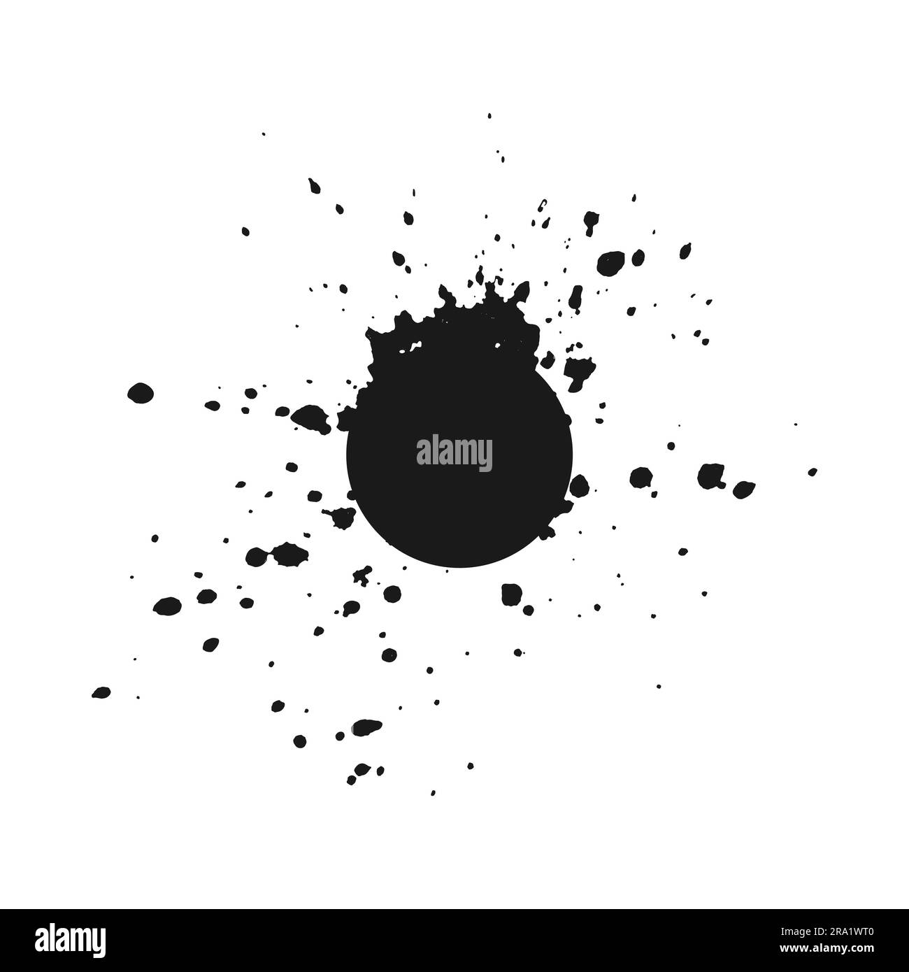 Round spot with splashes, an explosion of paint, drops, splashes coming ...