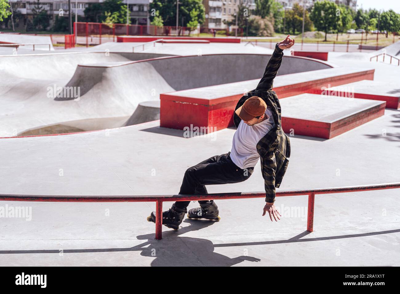 skater falling performing a stunt trick Stock Photo - Alamy