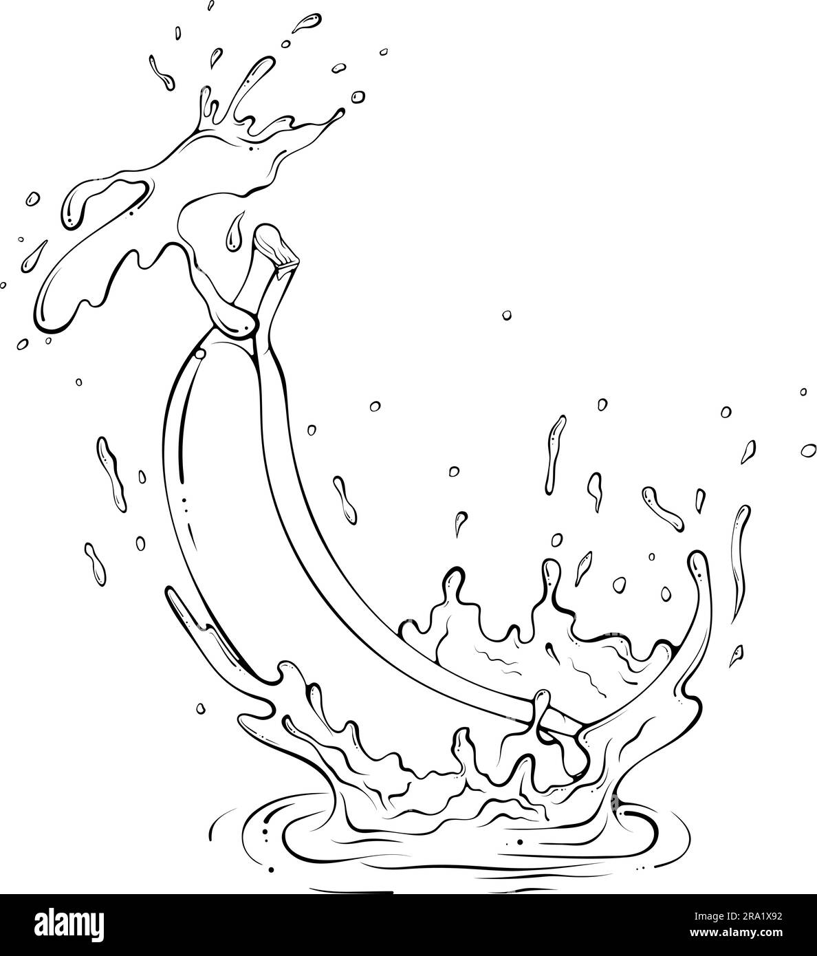 Whole banana with splash line art Stock Vector Image & Art - Alamy