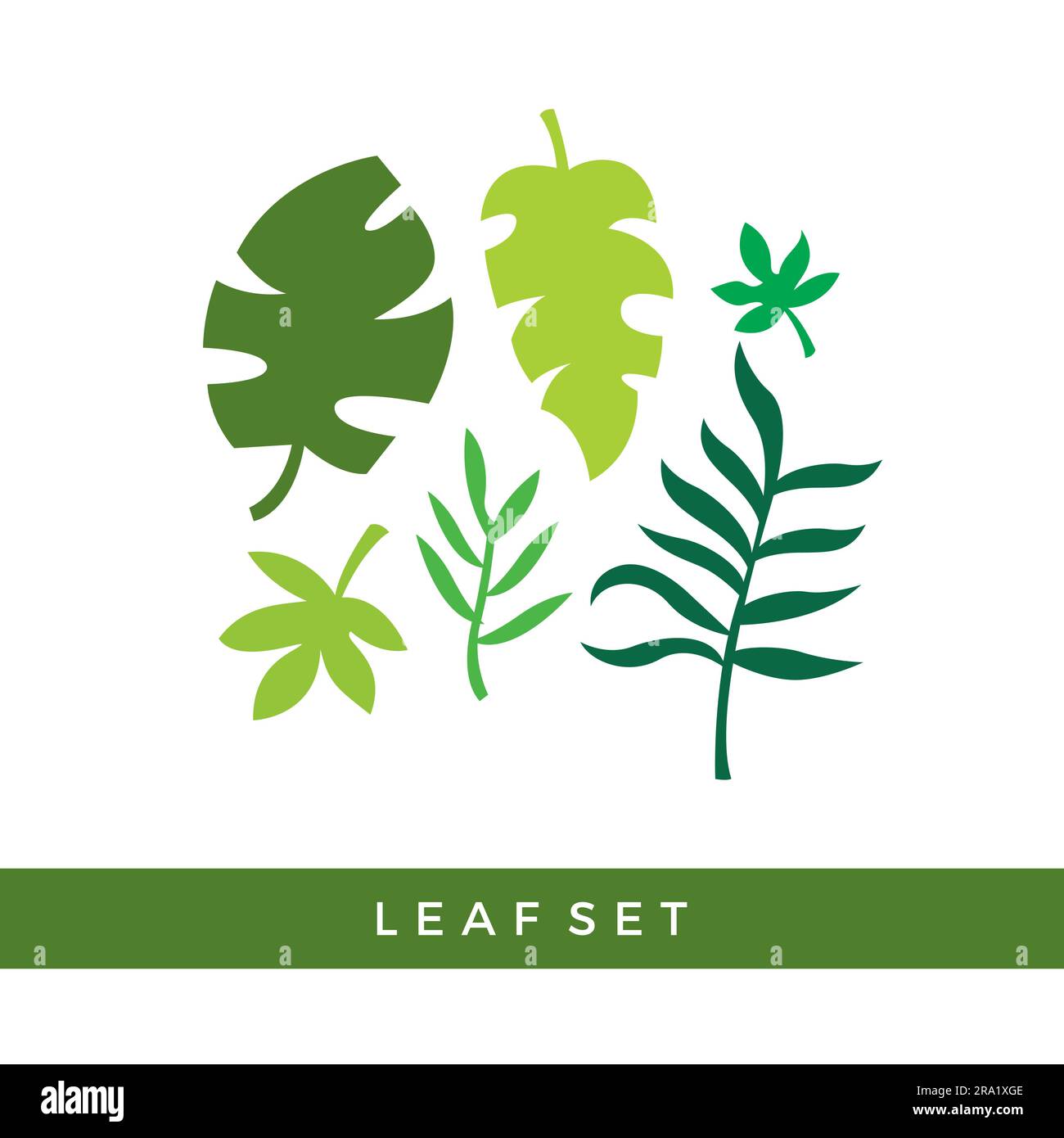 Leaf Set Simple Design Vector. Leaf Icon Set Stock Vector Image & Art ...