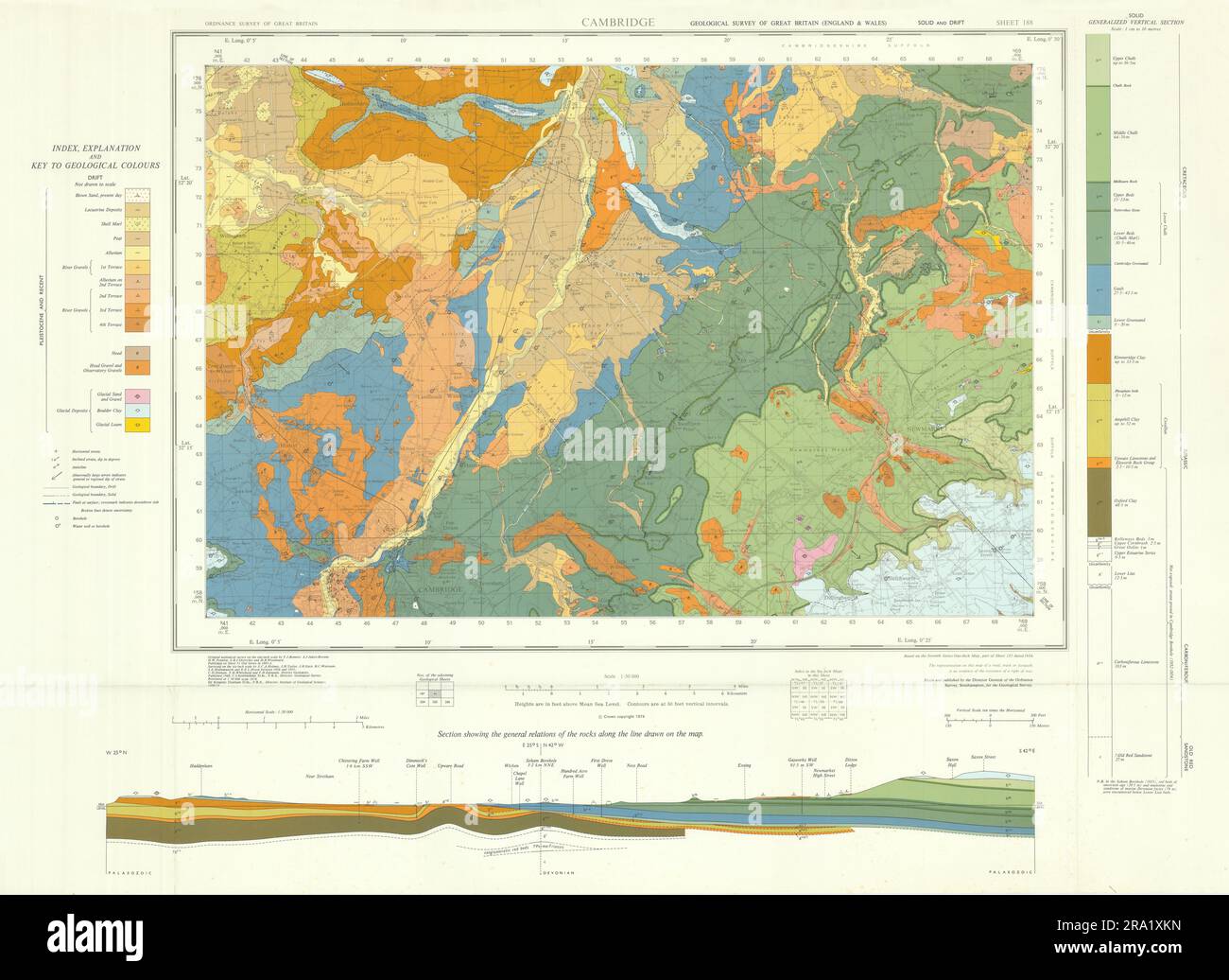 Cambridge. Geological survey map. Sheet 188. Cambridgeshire Newmarket ...