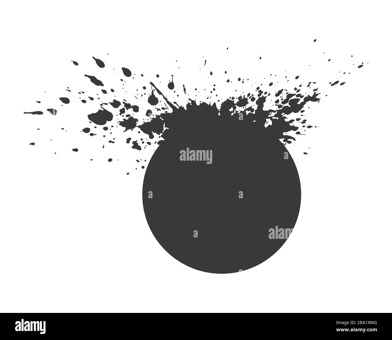 Round spot with splashes, an explosion of paint, drops, splashes coming ...